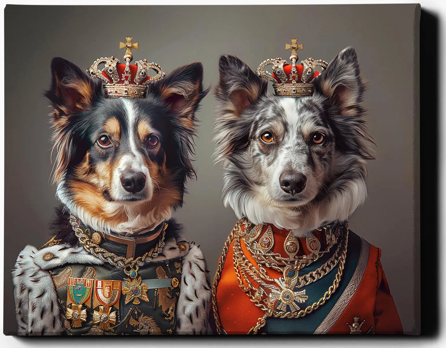 Crowned Companions | Custom Royal Pet Portraits for Two | Regal Pawtraits
