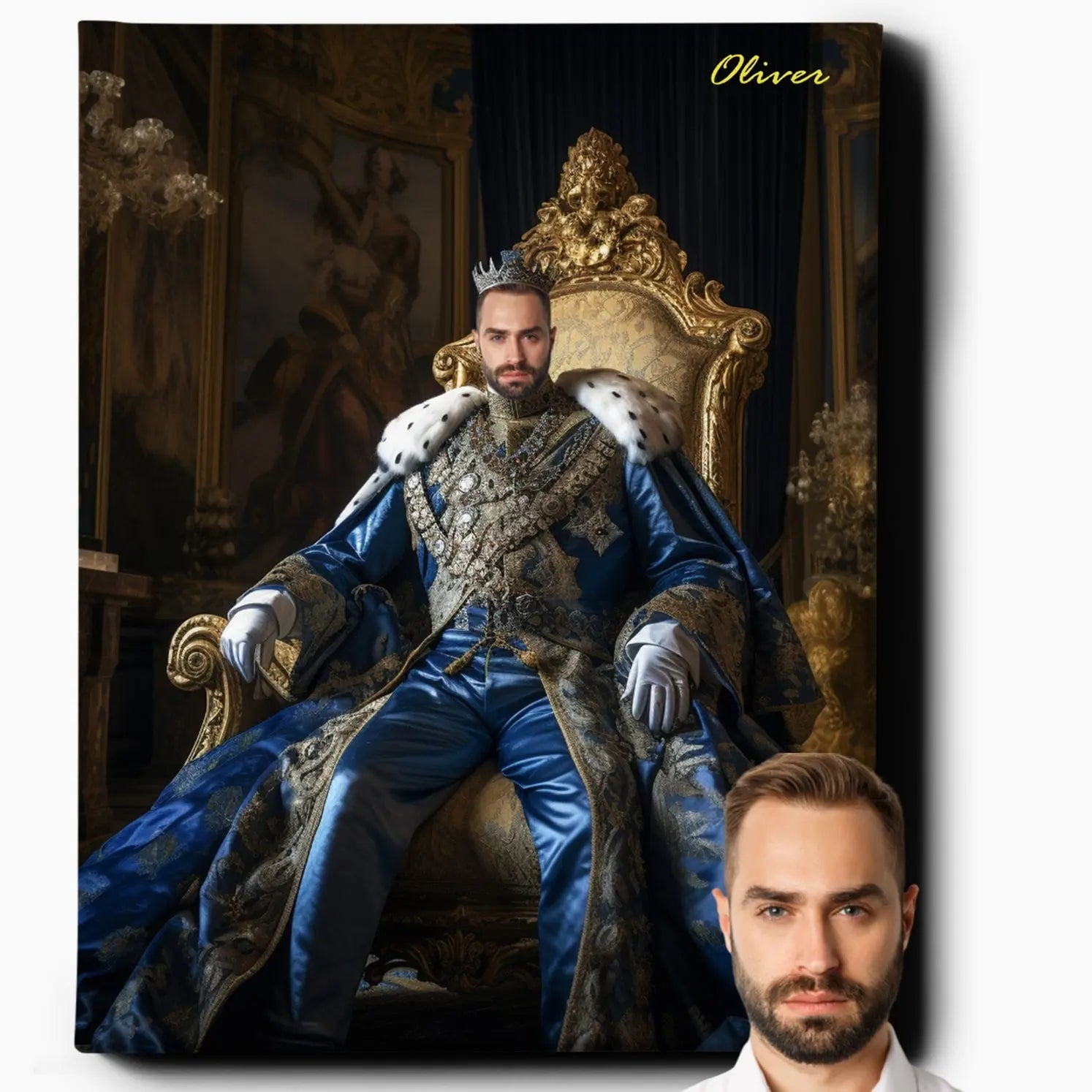 King On Throne-Custom Royal Portraits- Make Me Royal Art-Regal Pawtraits